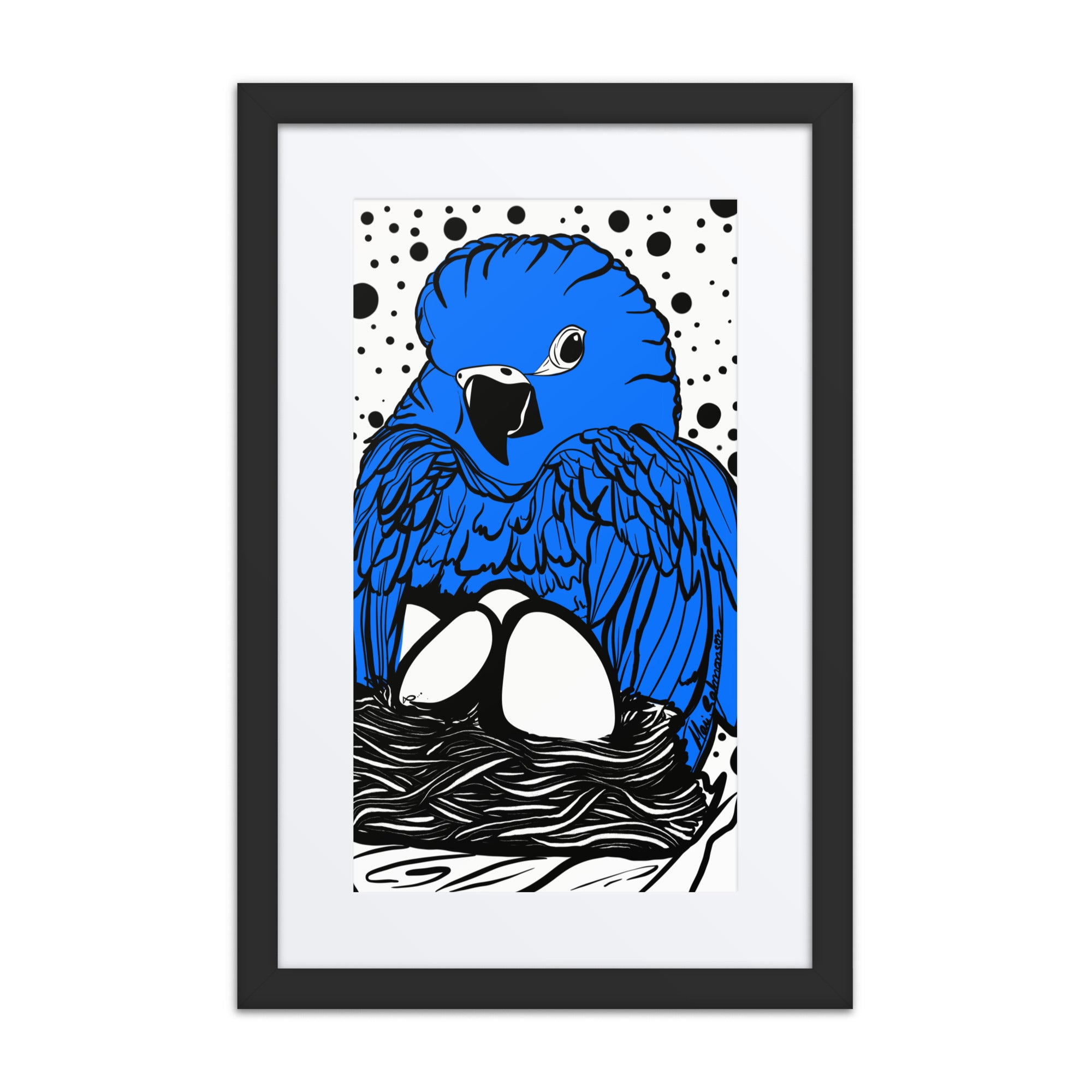 arara azul Framed poster – Mari Salmonson ART Shop