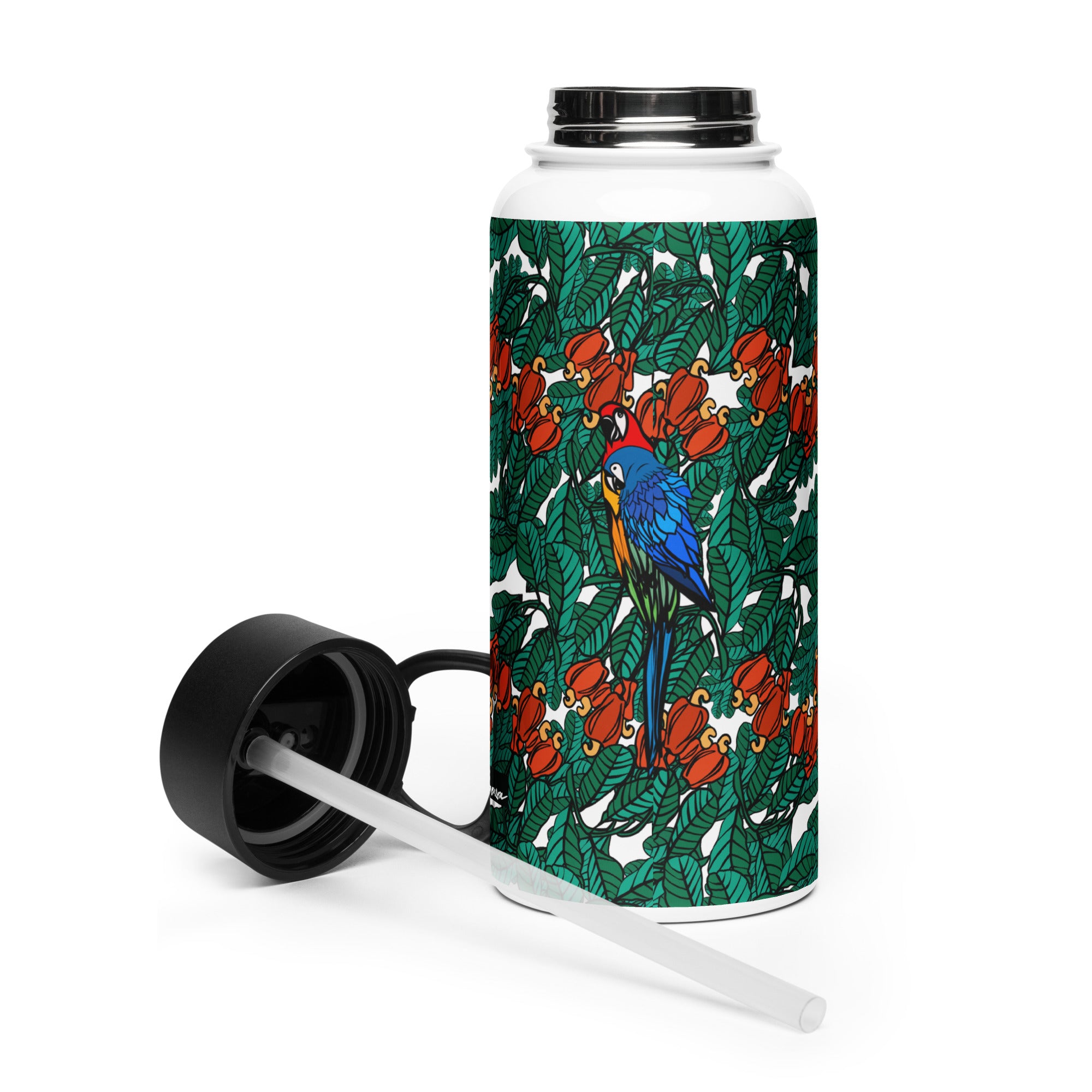 Tropical Mama, Stainless steel water bottle with a straw lid – Mari ...